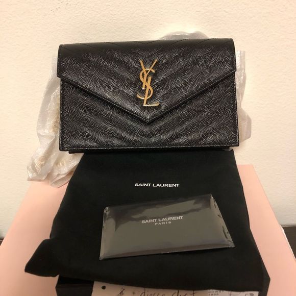 Saint Laurent | Bags | Brandnew Ysl Small Envelope Black Gold Hw | Poshmark